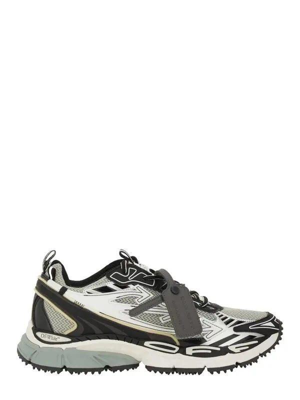 Off-White Two-tone Tech Fabric Sneakers With Serrated Sole - Grey