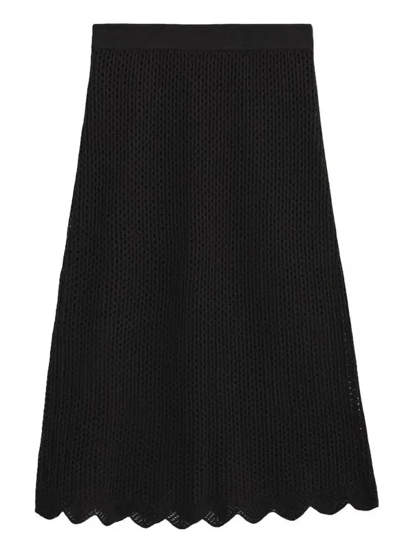 Everlane Lace-knit Midi Skirt - Black