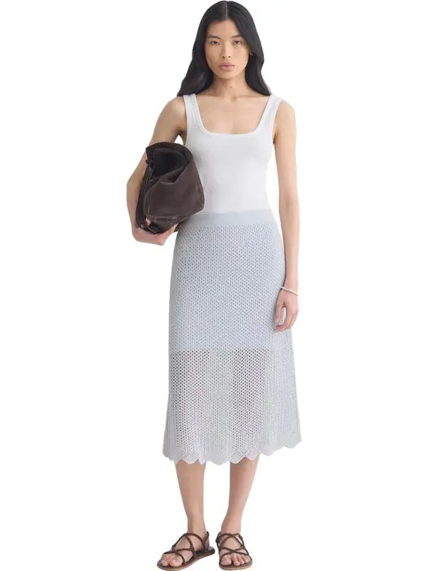 Everlane Lace-knit Midi Skirt - Skywriting