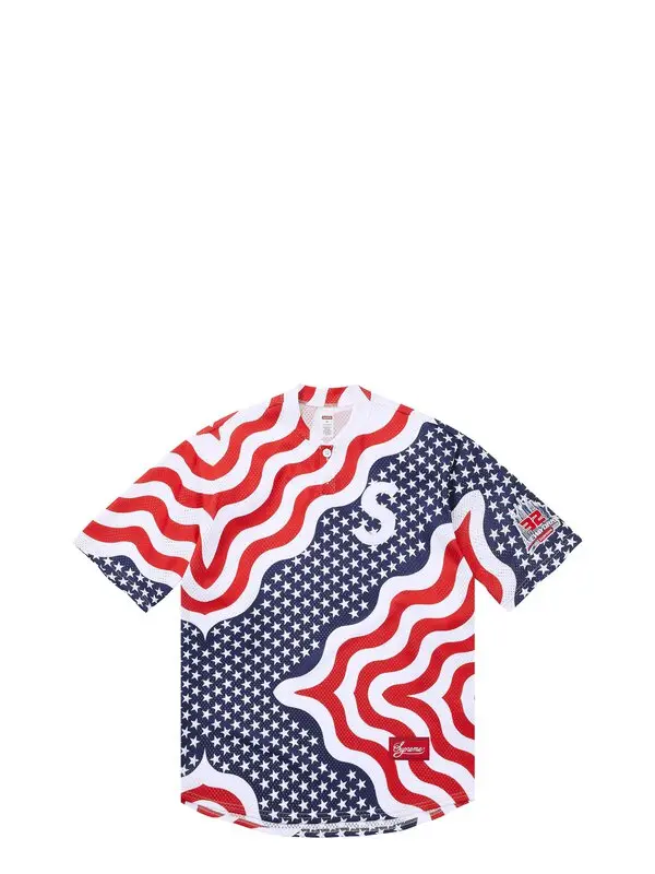 Supreme Shop Logo Henley 'flag New York - Red