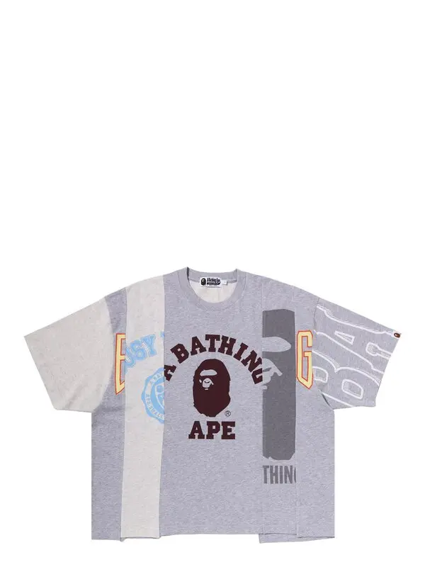 A BATHING APE Upcycled Multi Logo Cropped T-shirt - Grey