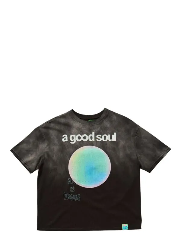 A GOOD SOUL Aura Field Distressed Graphic T-shirt - Black