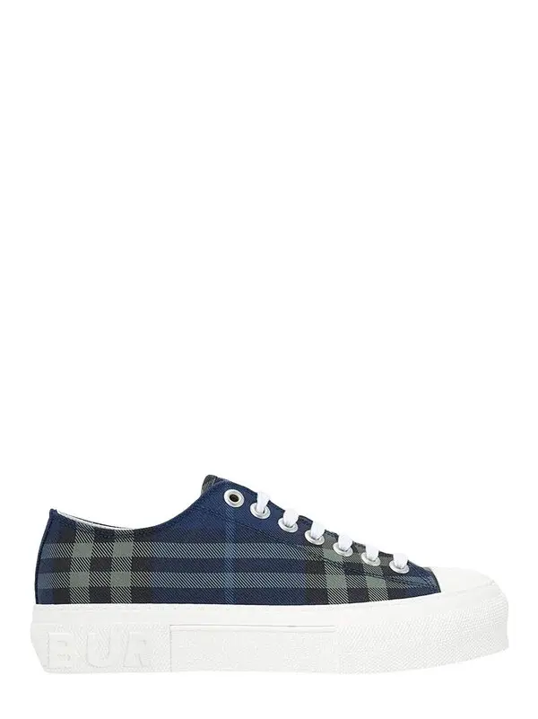 Burberry Checked Lace Up Sneakers - Blue