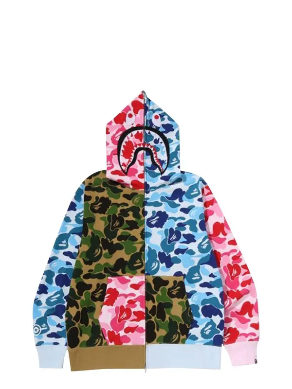 A BATHING APE Camouflage Shark Full Zip Hoodie - Multicolor