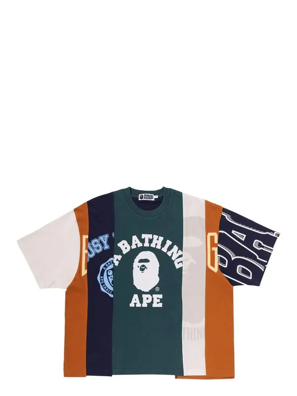 A BATHING APE Upcycled Multi Logo Cropped Fit Tee - Multicolor