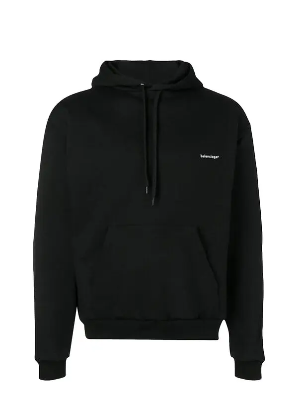 Balenciaga Contrast Logo Print Hoodie - Black