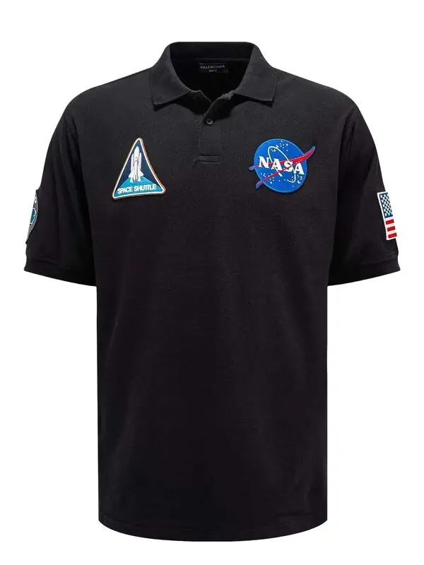 Balenciaga Nasa Space Patch Polo - Black
