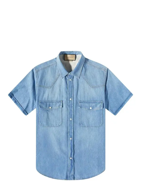 Gucci Short-sleeve Denim Shirt - Blue