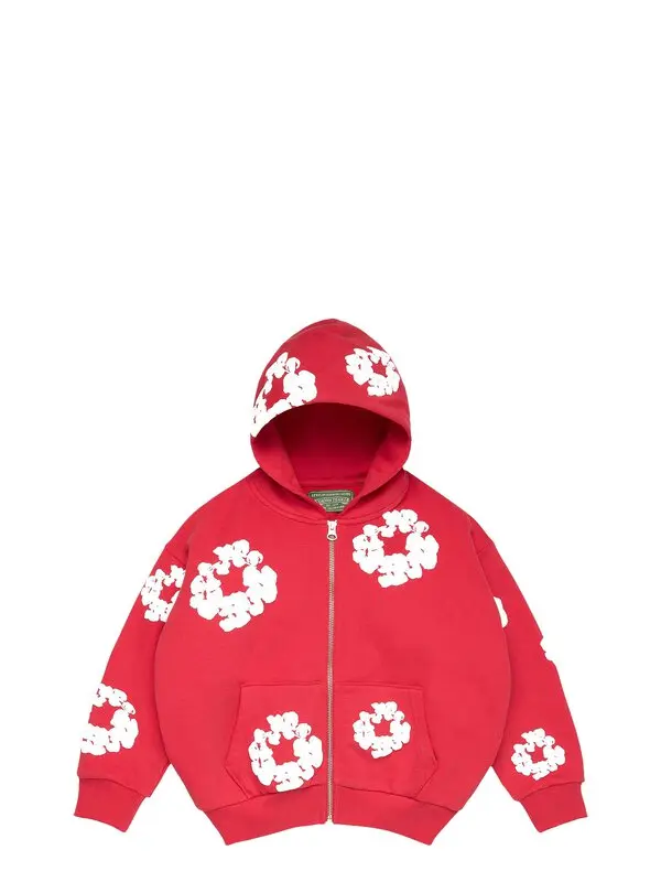 DENIM TEARS Cotton Wreath Zip Hoodie - Red