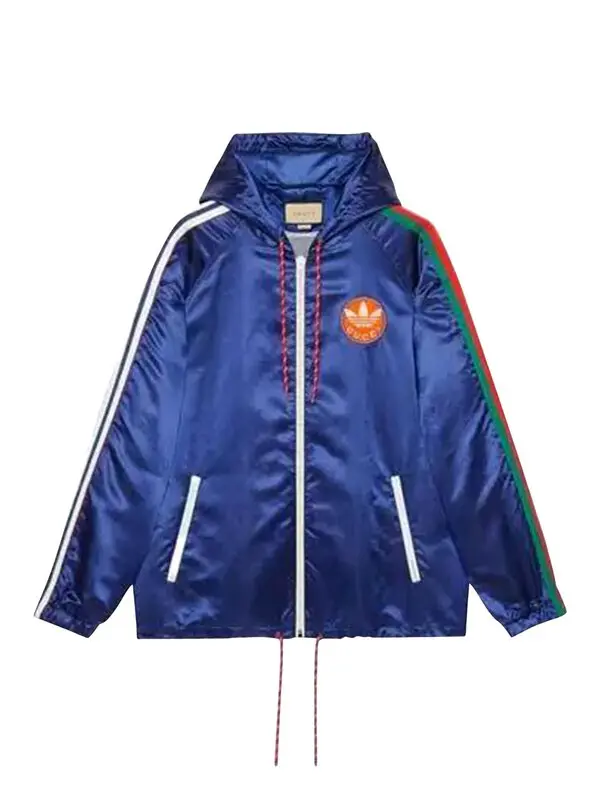 Gucci X Adidas Satin Nylon Zip-up Jacket - Blue