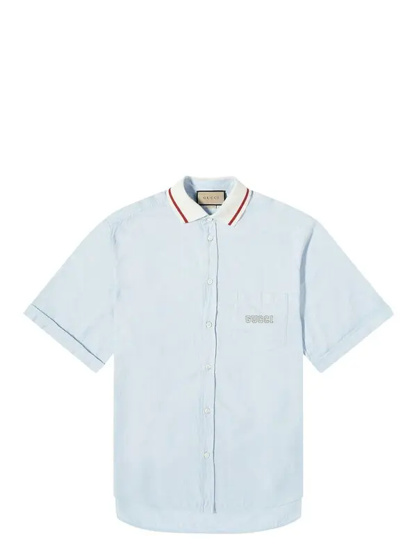 Gucci Pique Collar Logo Short-sleeve Shirt - Blue