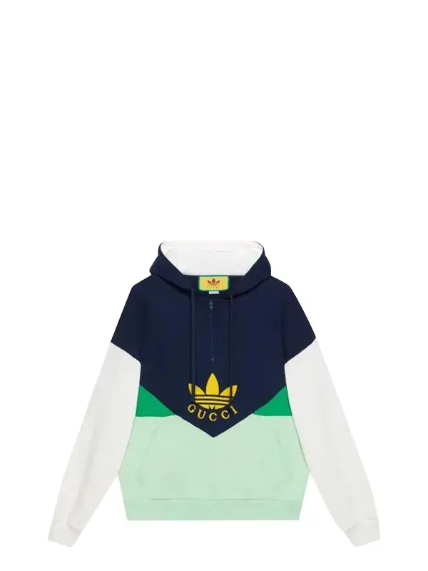 Gucci X Adidas Colorblock Hooded Sweatshirt - Blue
