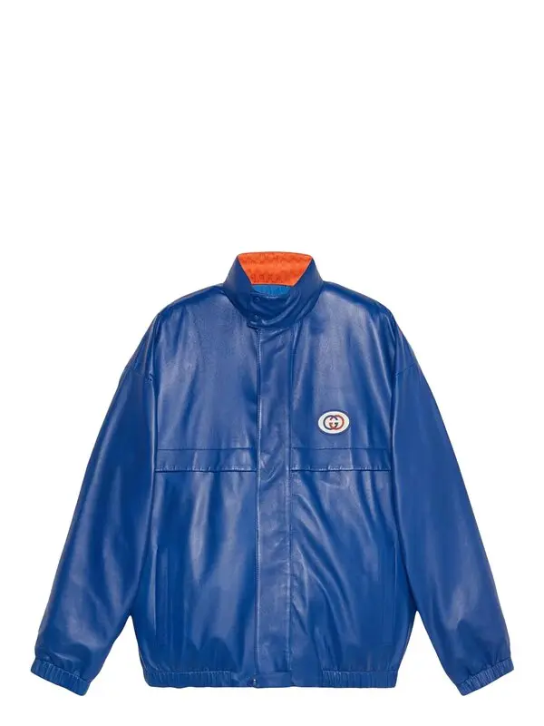 Gucci Reversible Interlocking G Leather Jacket - Blue