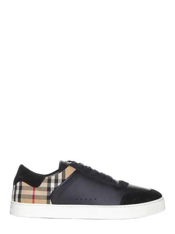 Burberry Stevie Check Canvas And Leather Lace-up Sneakers - Multicolor