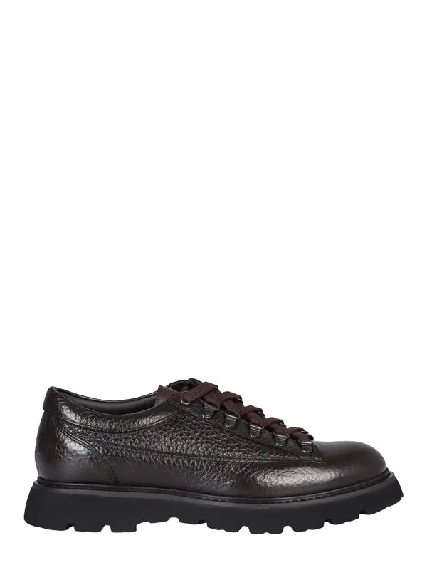 DOUCAL'S Textured Grained Leather Lace-up Shoes With Vibram® Sole - Brown