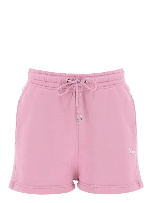 Maison Kitsuné Cotton Mini Shorts With Fox Appliqu - Pink
