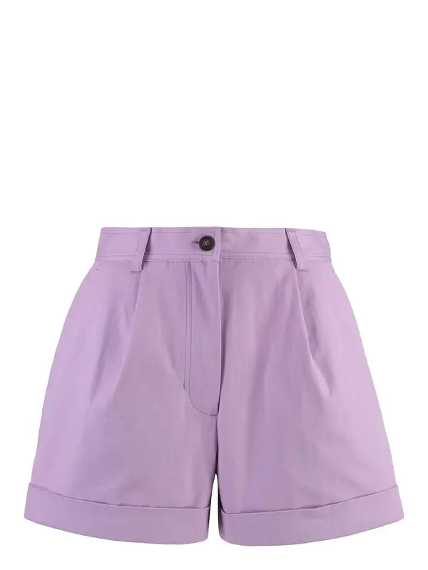 Maison Kitsuné Cotton Shorts With Roll-up Cuffs - Lilac