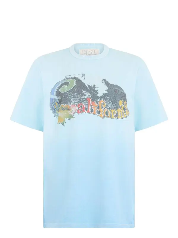 ERL Graphic Print Cotton Linen T-shirt - Light Blue