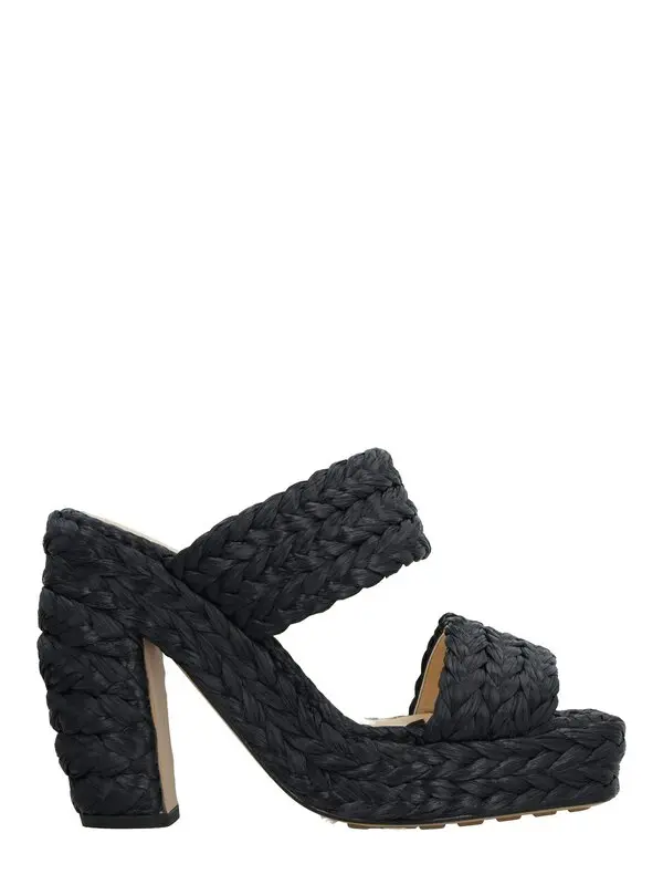 Bottega Veneta Raffia Woven Platform Sandals - Black
