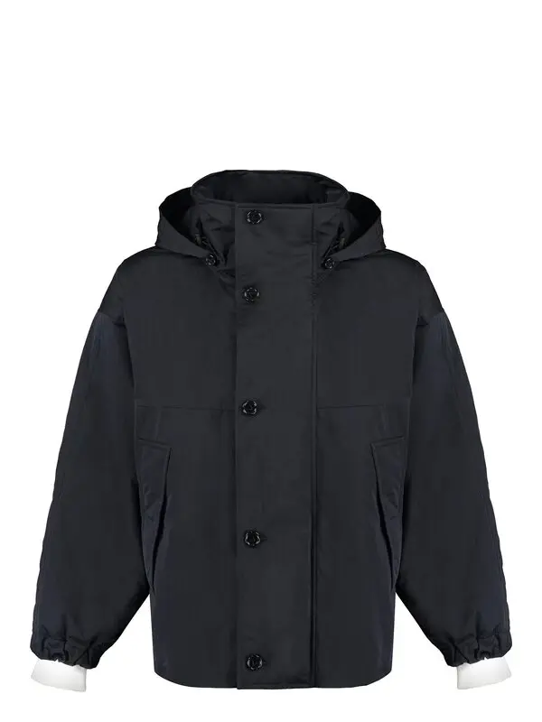 Bottega Veneta Layered Nylon Jacket With Wool Blend - Black