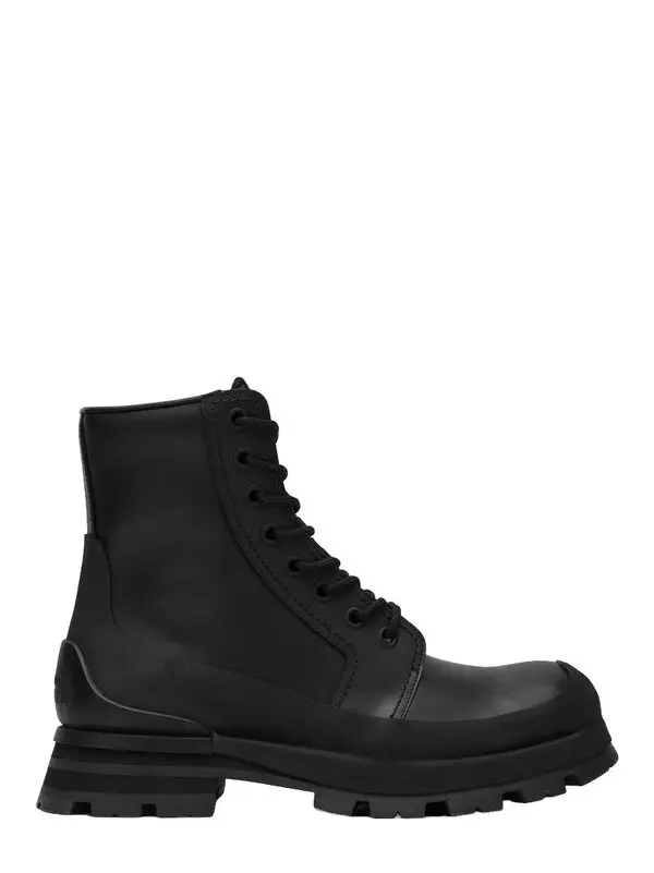 Alexander McQueen Leather Lace-up Boots - Black
