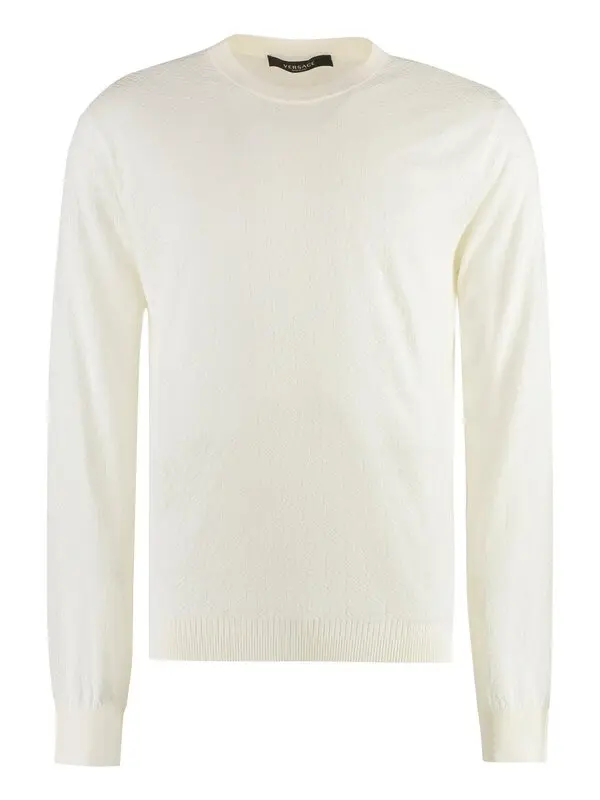 Versace Long Sleeve Silk And Cotton Blend T-shirt - Ivory