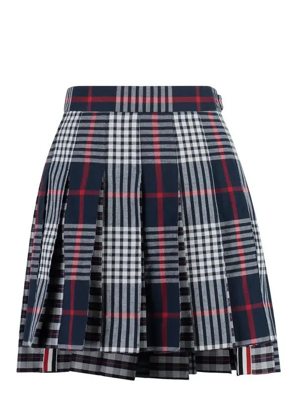 Thom Browne Pleated Asymmetrical Checkered Skirt - Multicolor