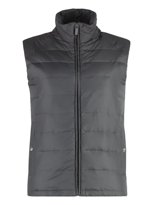 Thom Browne Full Zip Down Vest With Knit Inserts - Grey