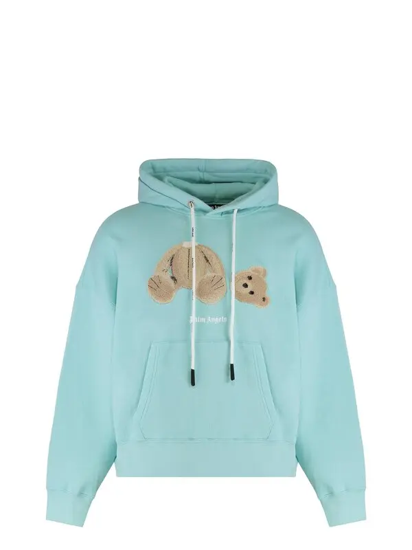 Palm Angels Embroidered Bear Hoodie - Light Blue