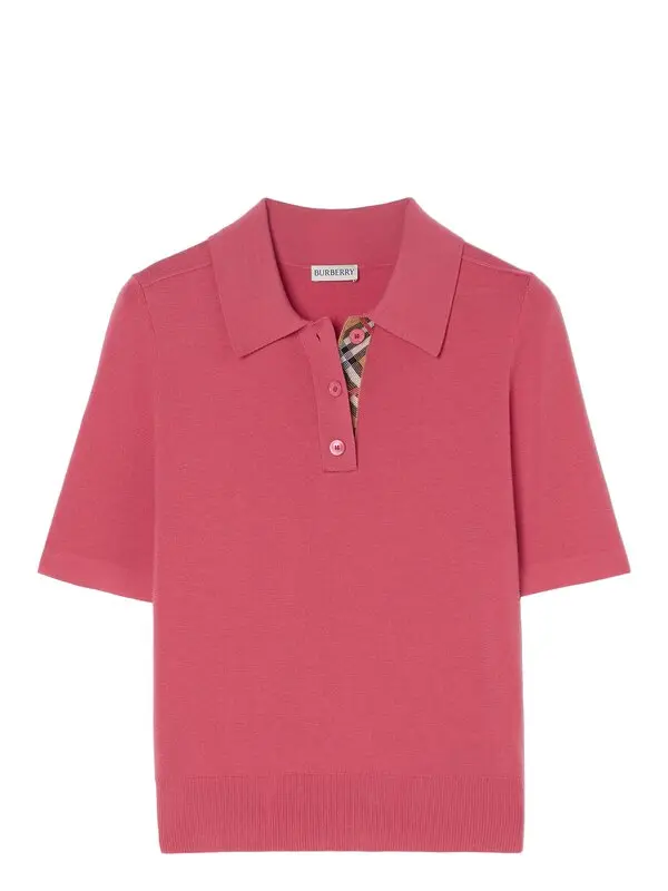 Burberry Lightweight Knit Top With Check Size - Rosa