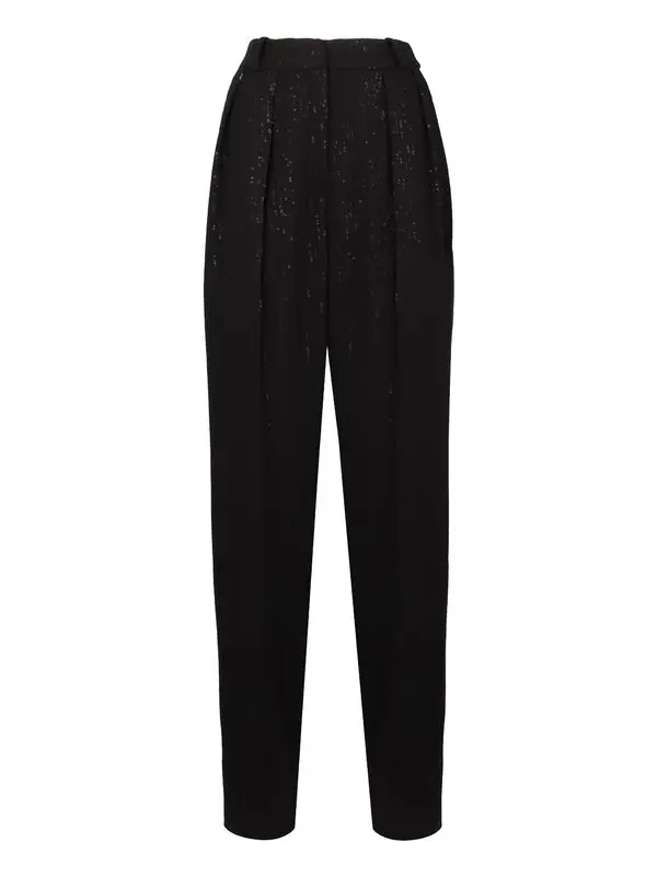 THE MANNEI Terras Sequined Straight-leg Trousers - Black