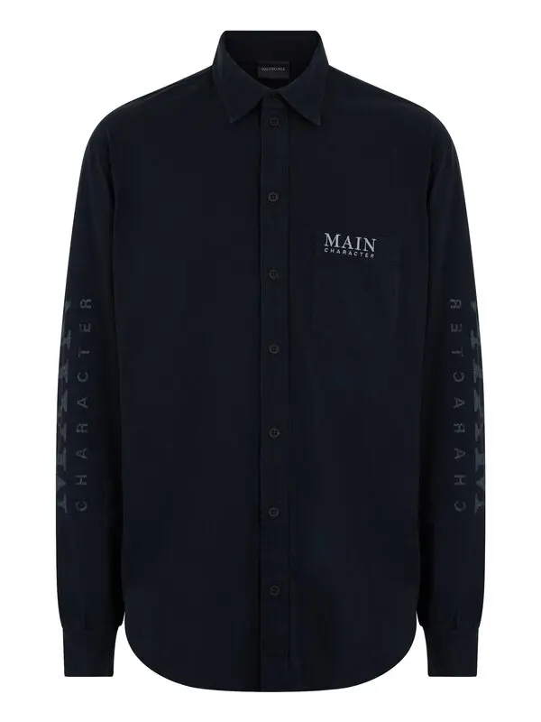 Balenciaga Long Sleeve Cotton Jersey Shirt With Embroidered Details - Black