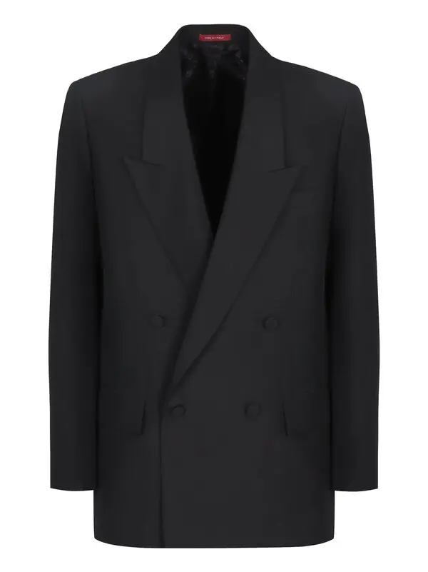 Gucci Double-breasted Jacket In Technical Panama - Black