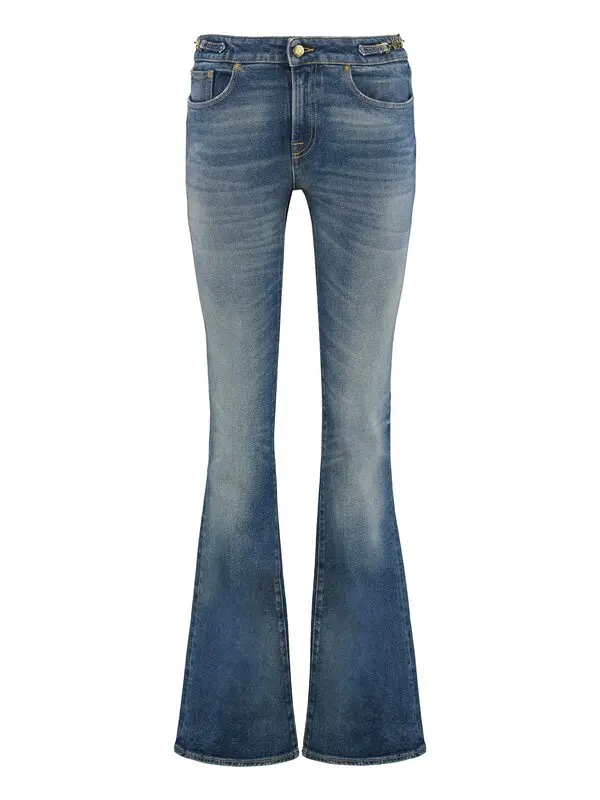 GOLDEN GOOSE Bootcut Jeans With Vintage Wash And Metallic Detail - Denim