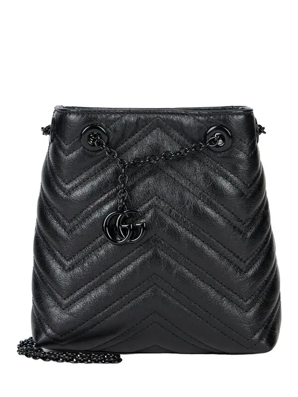 Gucci Mini Chevron Pattern Shoulder Handbag - Black