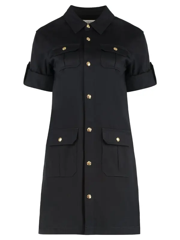 Celine Cotton Shirtdress With Gold-tone Buttons - Black