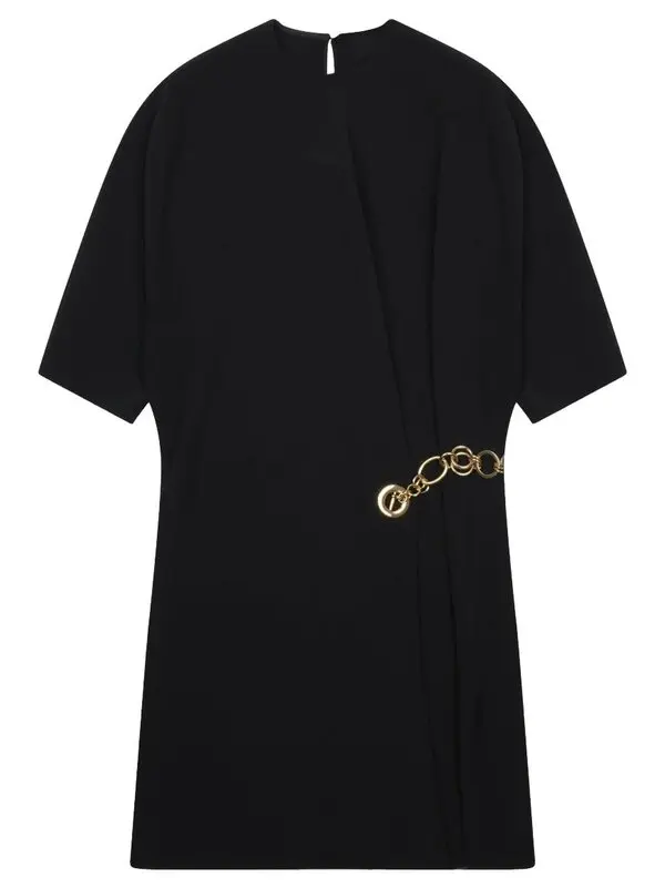Celine Elegant Long Dress With Chain Detail - Black