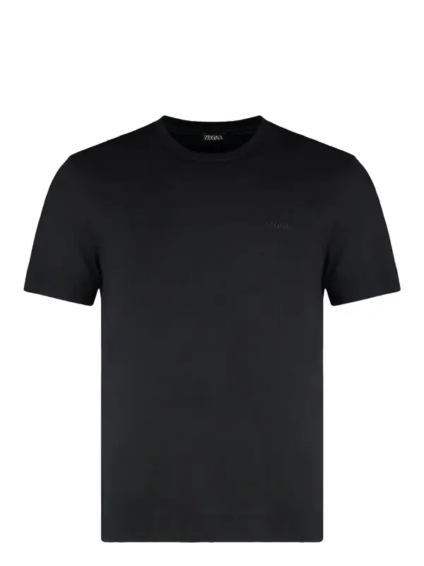 Zegna Round Neck Mini Cotton T-shirt - Black