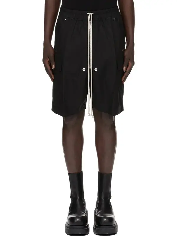 Rick Owens Knee-length Cargo Shorts With Drawstring Waist - Nero