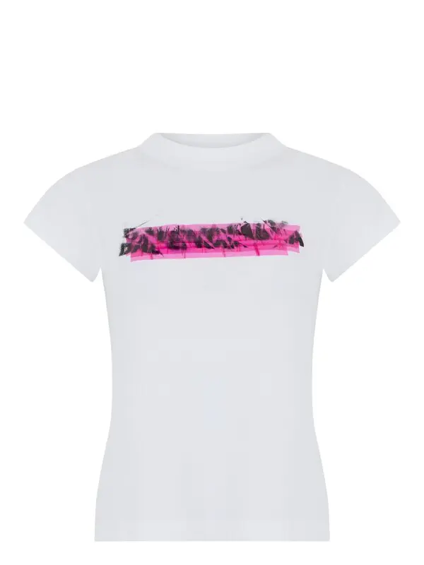 Balenciaga Modern Cut Cotton T-shirt For Her Short Sleeve - White