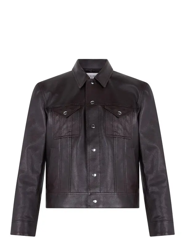 Celine Classic Trucker Jacket In Sheepskin Leather - Black