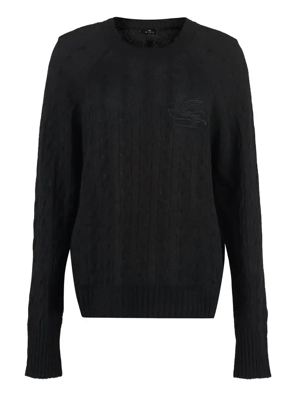 Etro Cable-knit Cashmere Sweater With Raglan Sleeves - Black