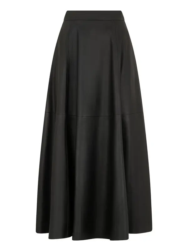 Raquel Diniz High-waisted Midi Pleated Leather Skirt - Black