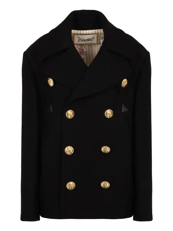 Dsquared2 Virgin Wool Blend Double-breasted Caban Coat - Black