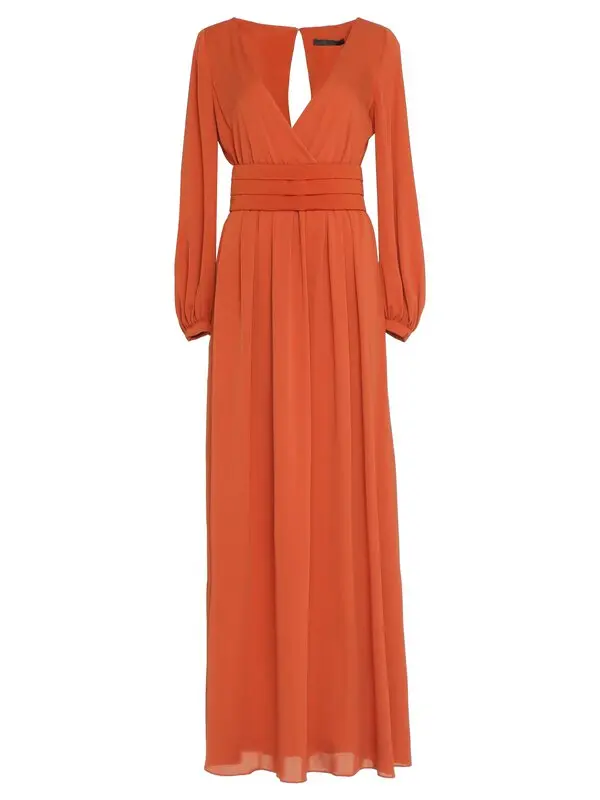 Max Mara Silk Maxi Dress With Keyhole Detail - Burnt
