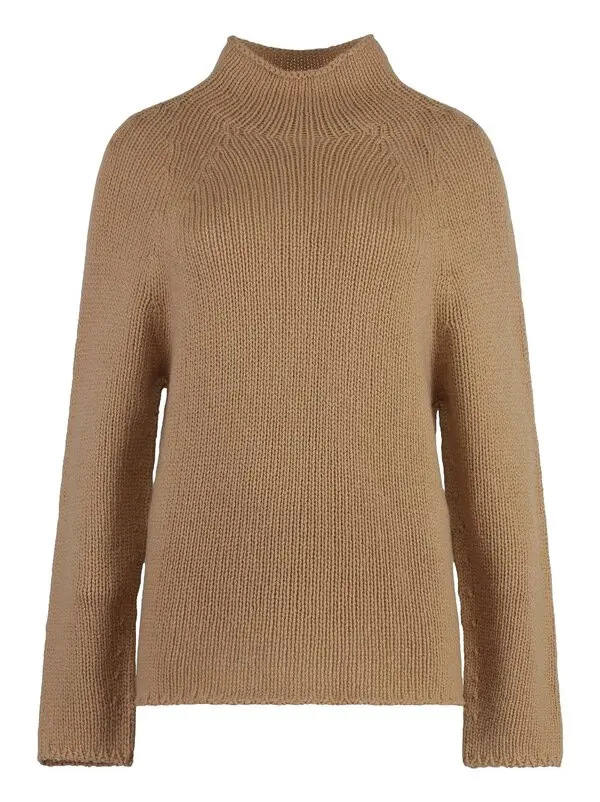 THE ALPHABET Turtleneck Cashmere Sweater - Camel