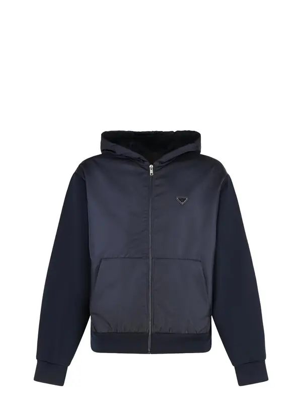 Prada Technical Cotton And Re-nylon Hooded Jacket - Blue