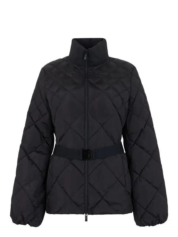 Moncler Quilted Down Jacket With Belt - Black