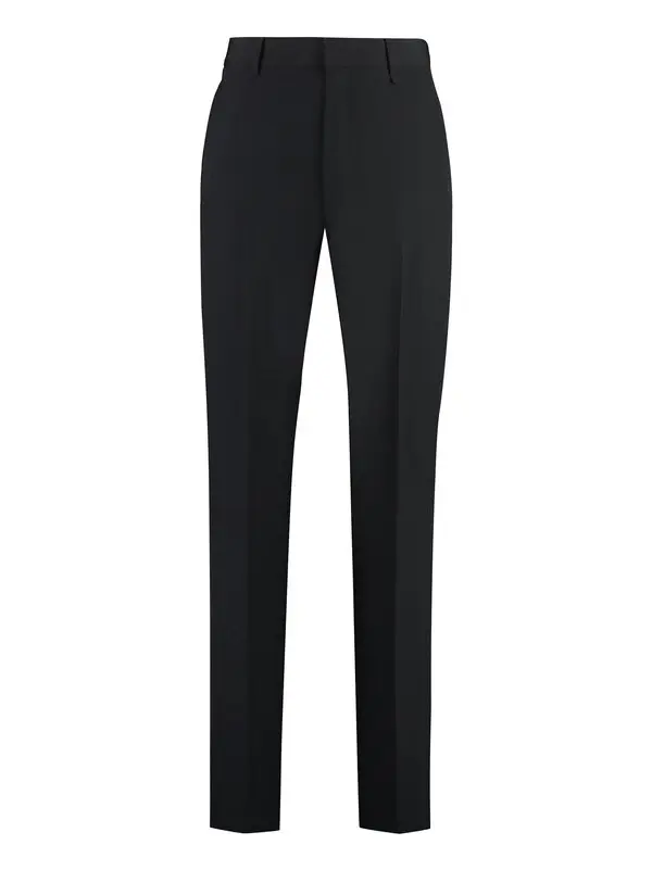 Givenchy Tailored Wool Trousers With Logoed Trim - Black