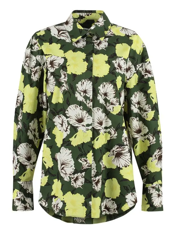 MSGM Floral Print Cotton Shirt - Green